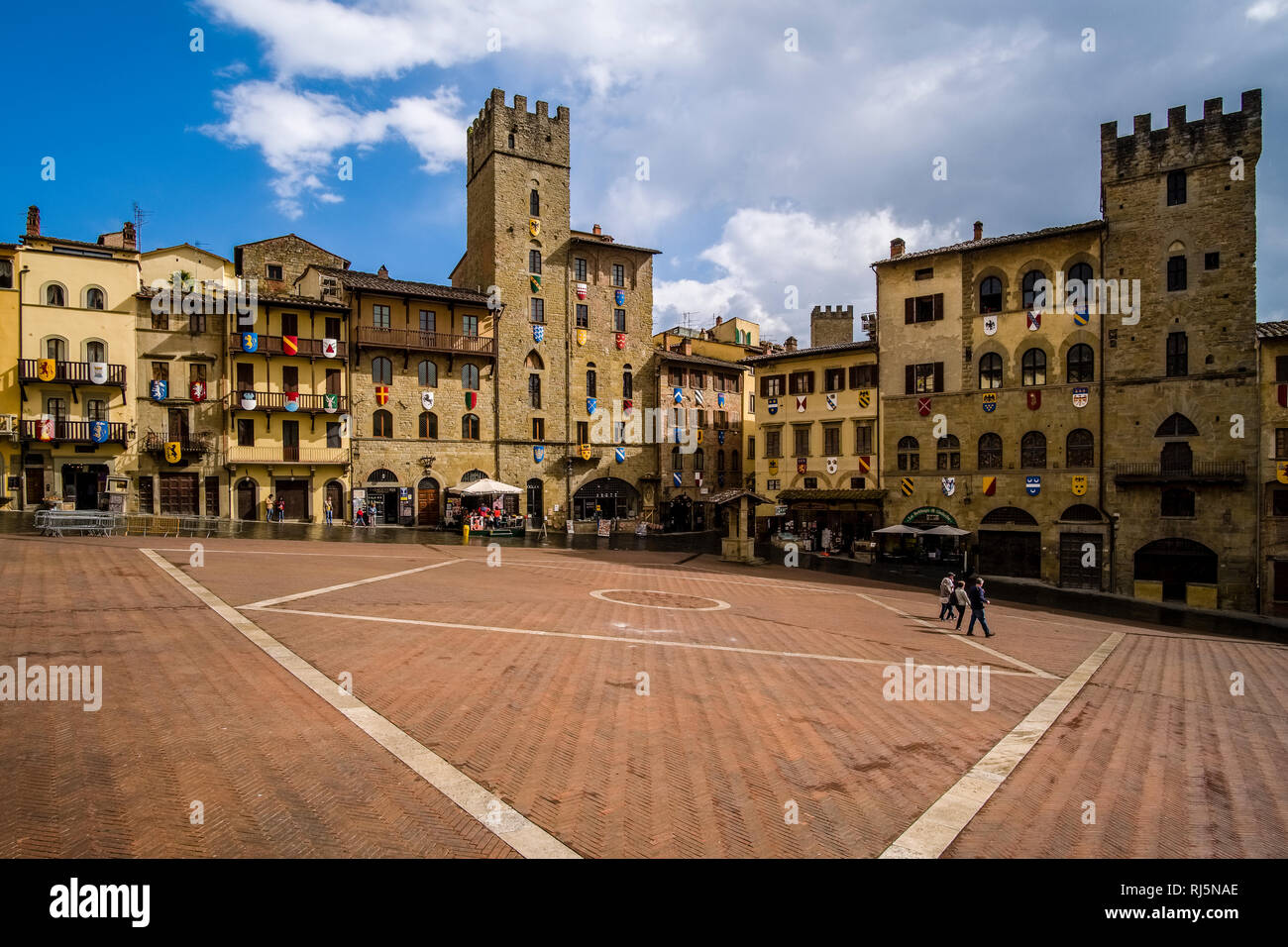 The main square, Piazza Grande, of the medieval town located on top of ...
