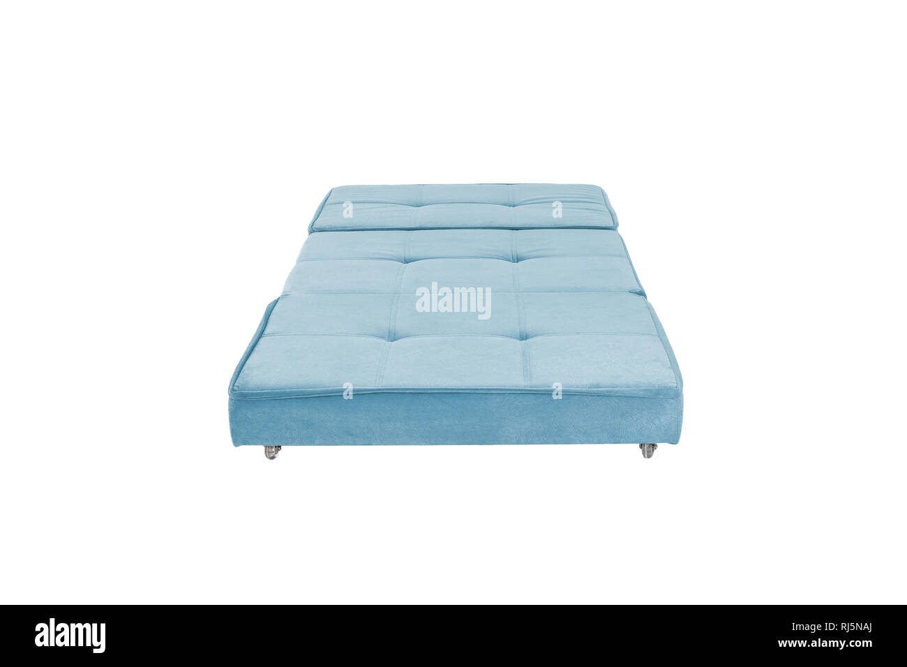 Blue color pouf bed isolated on white backround Stock Photo - Alamy