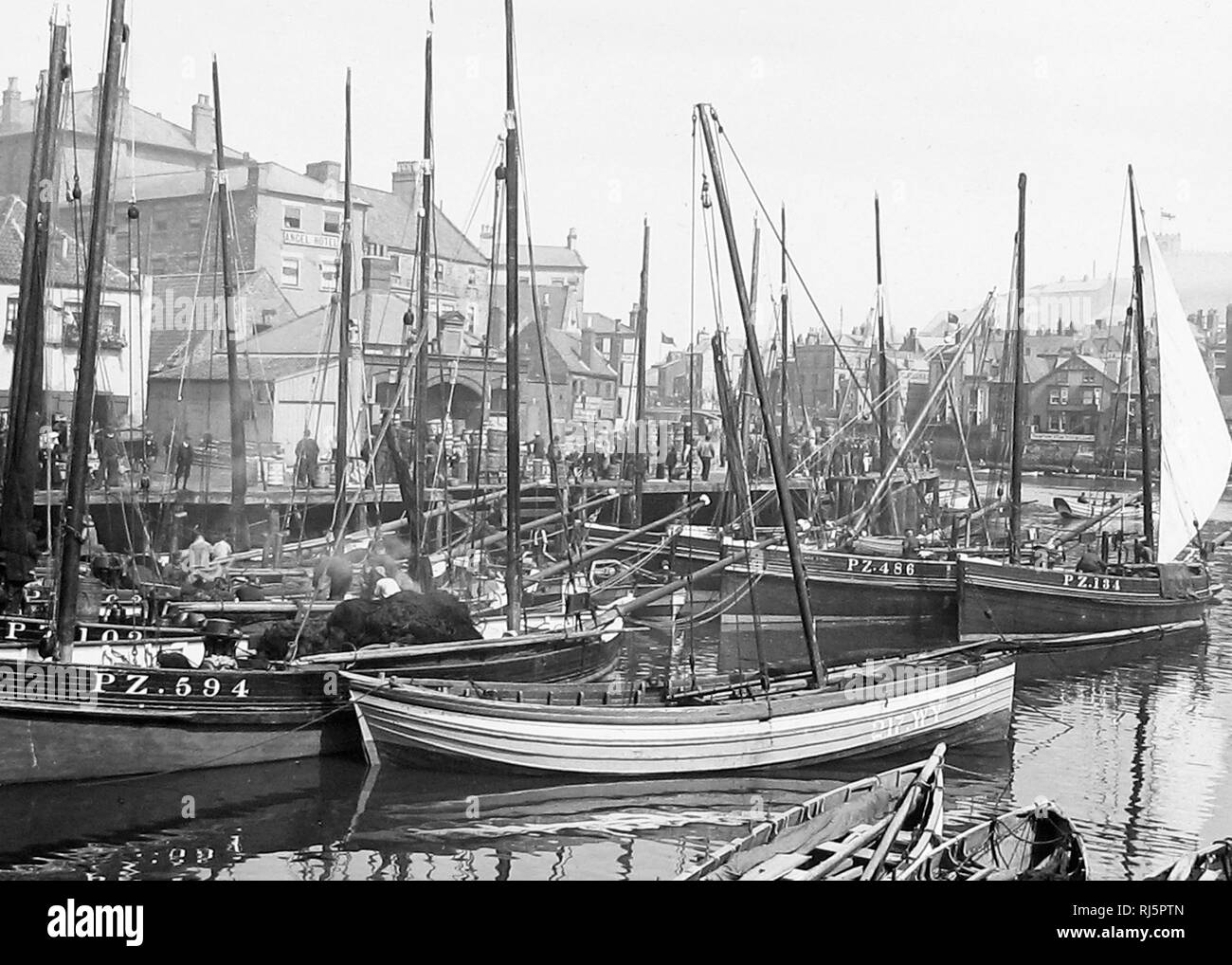 Whitby fishing boats Black and White Stock Photos & Images - Alamy