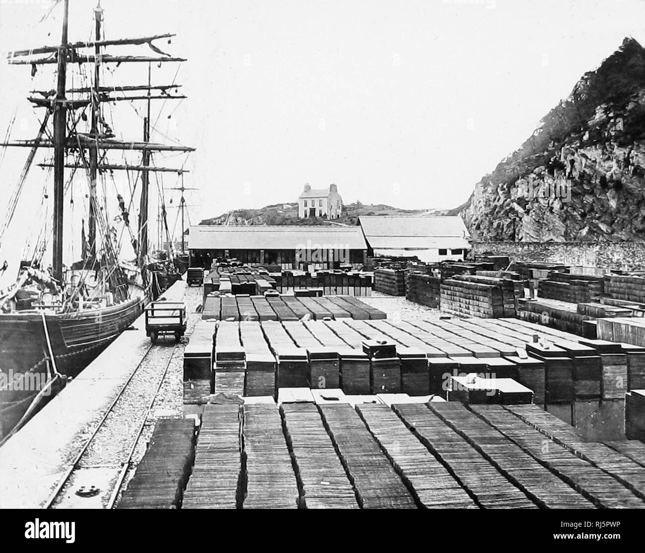 Slate ready for shipping, North Wales Stock Photo - Alamy