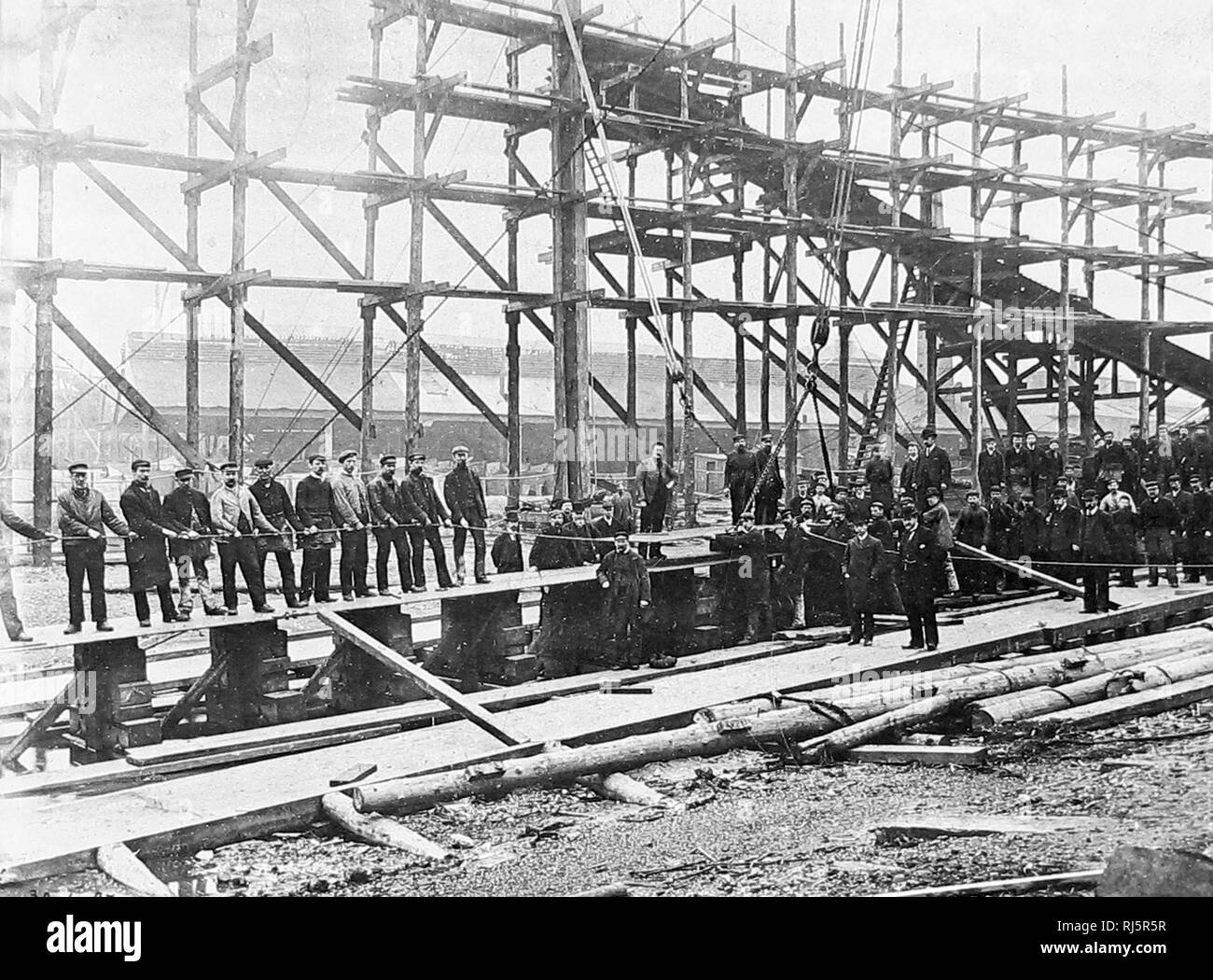 Laying a keel, Thames Iron Works, London Stock Photo - Alamy