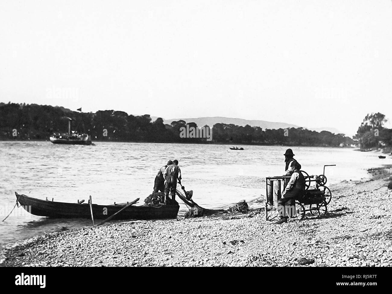 Fishing salmon on river Black and White Stock Photos & Images - Alamy