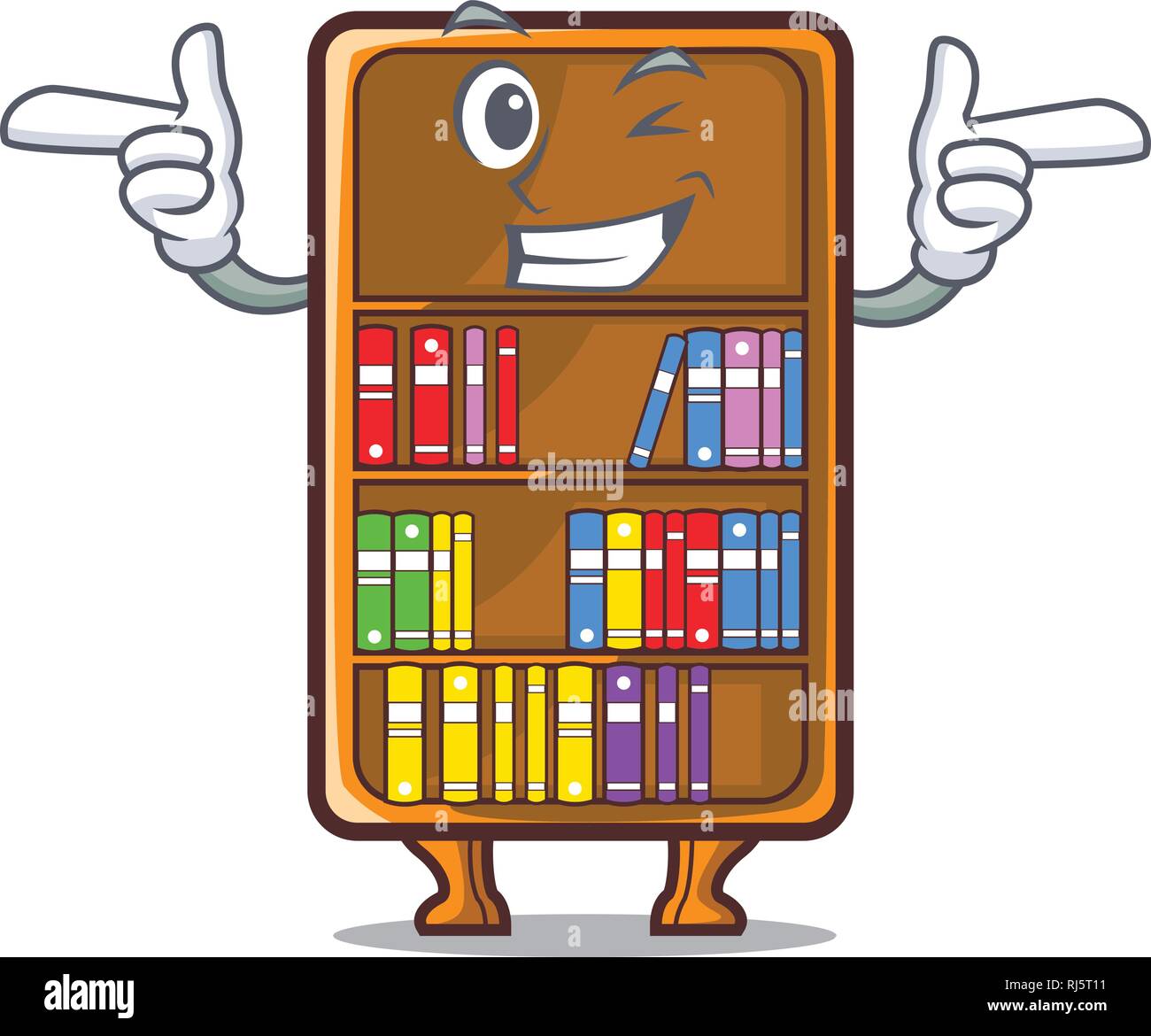 Wink cartoon bookcase in the shape wood Stock Vector Image & Art - Alamy