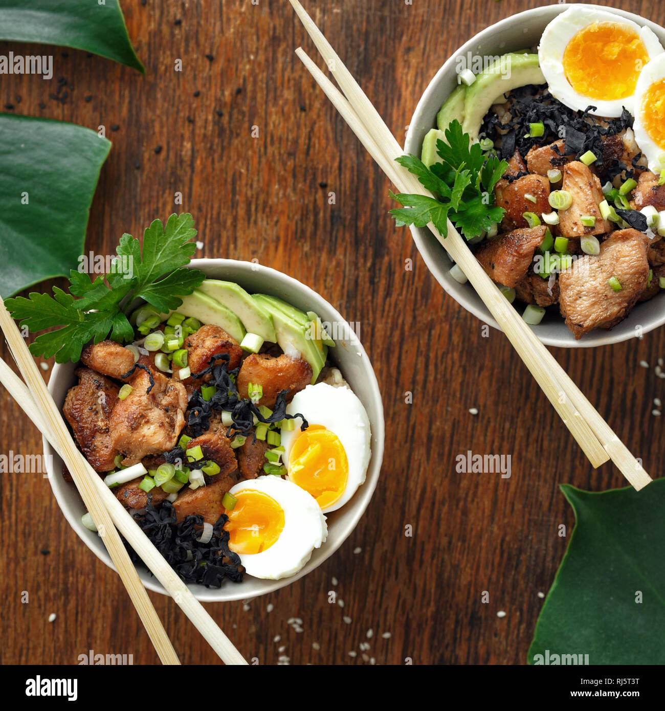 Two poke bowl fried hi-res stock photography and images - Alamy