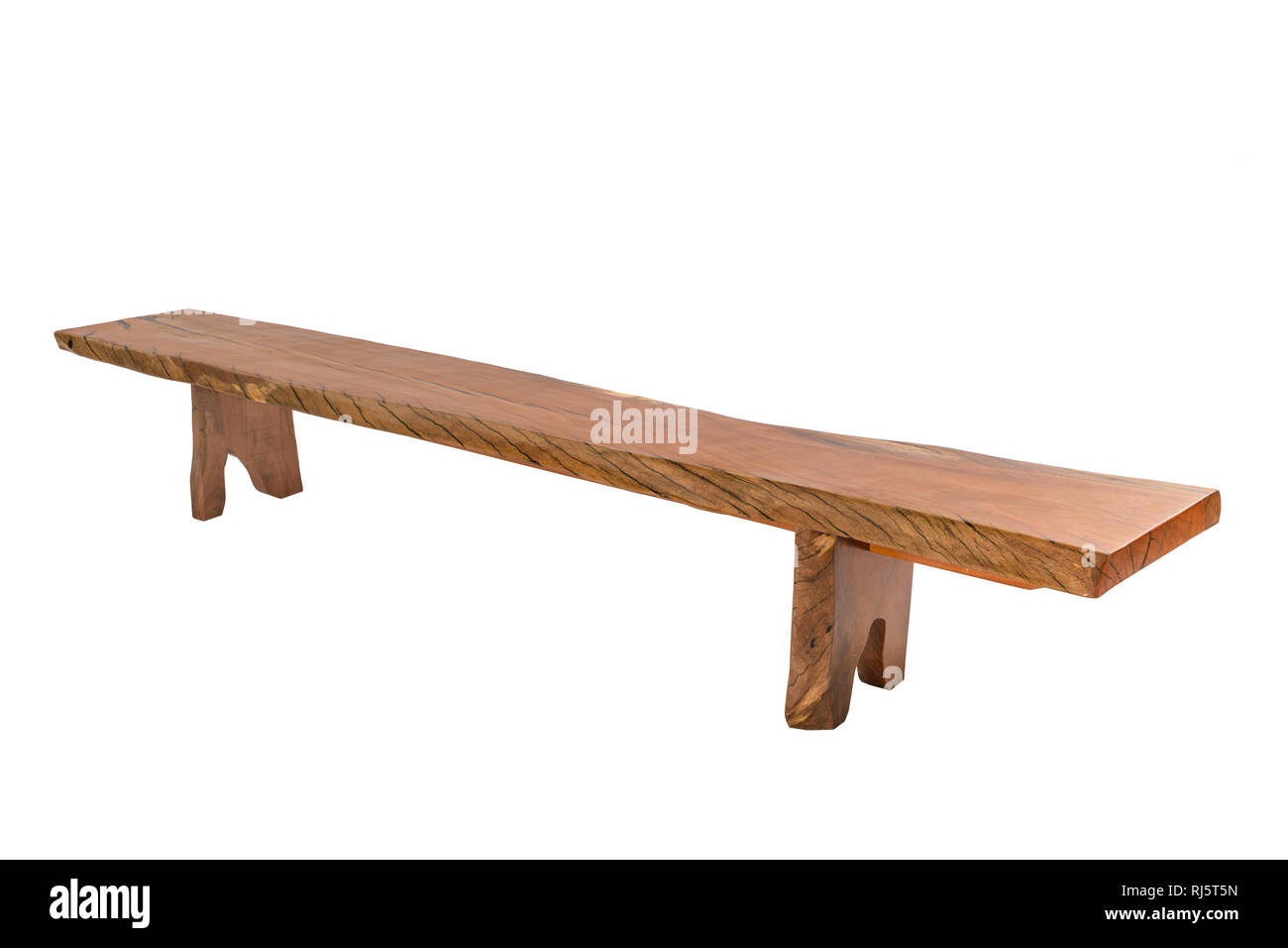 Bench. Wooden. of rough planks and logs. rustic bench of ecological ...