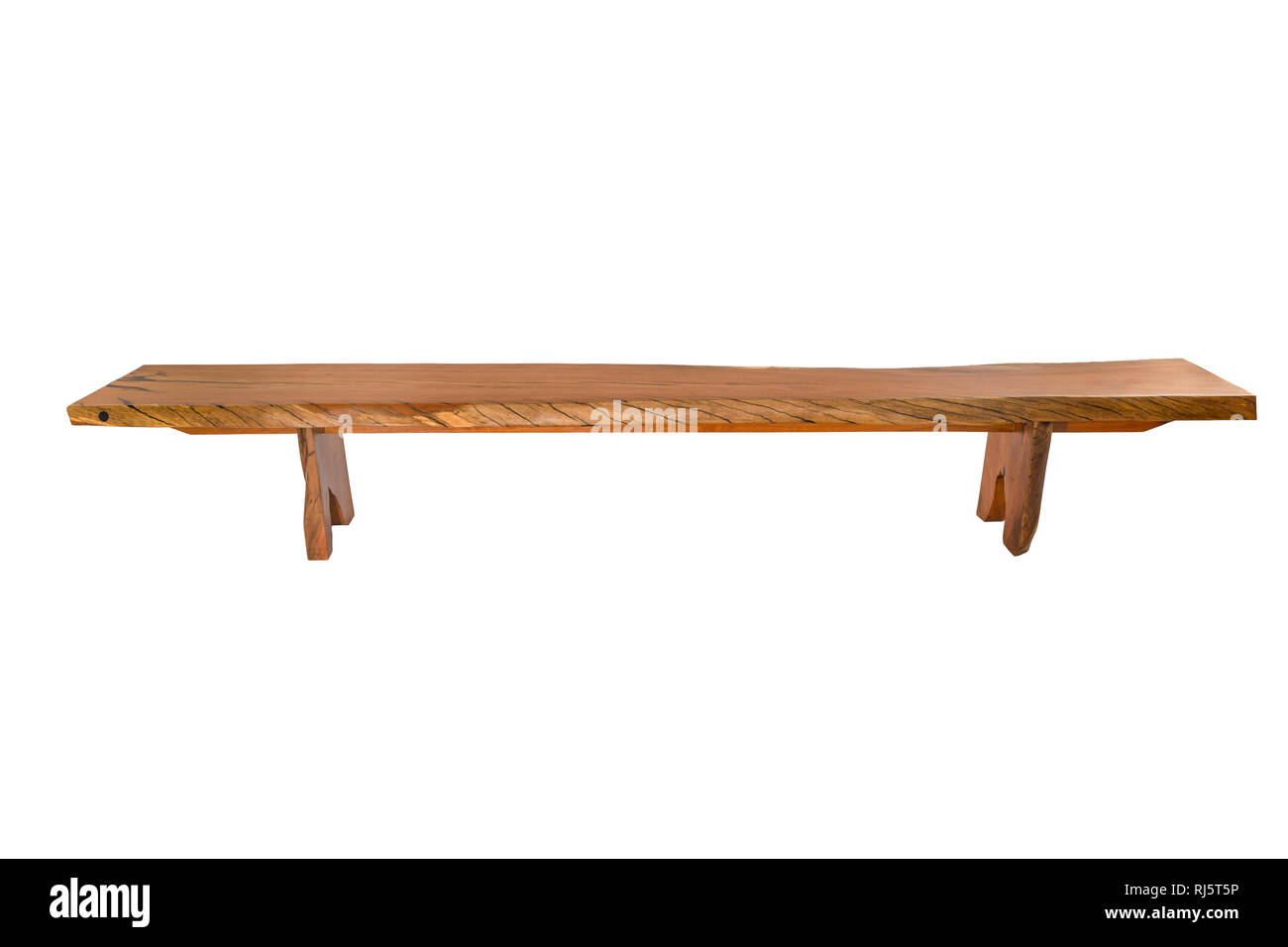 Bench. Wooden. of rough planks and logs. rustic bench of ecological ...