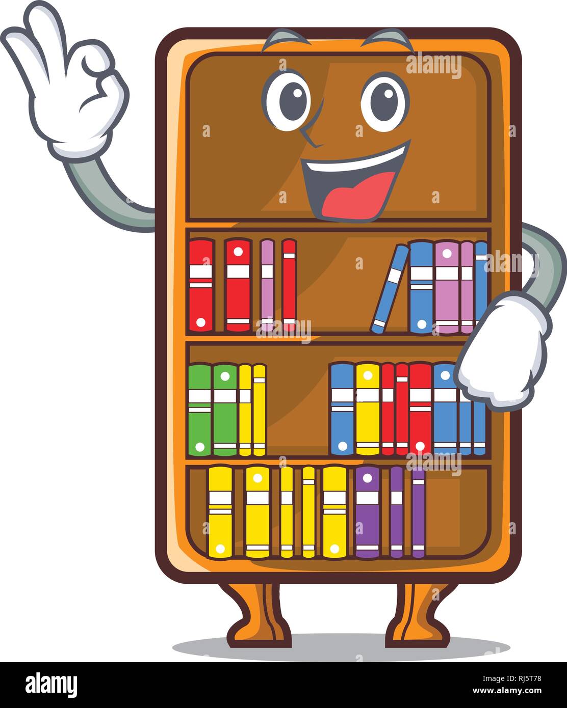 Okay cartoon bookcase in the shape wood Stock Vector Image & Art - Alamy