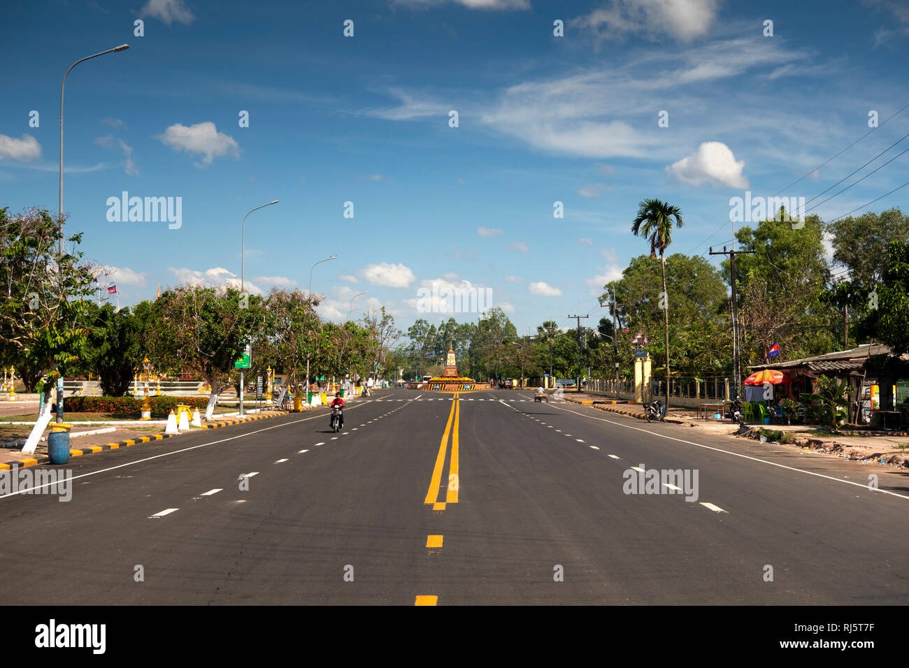 Cambodia, Preah Koh Kong, wide four lane Road 1 leading to Koh Kong ...