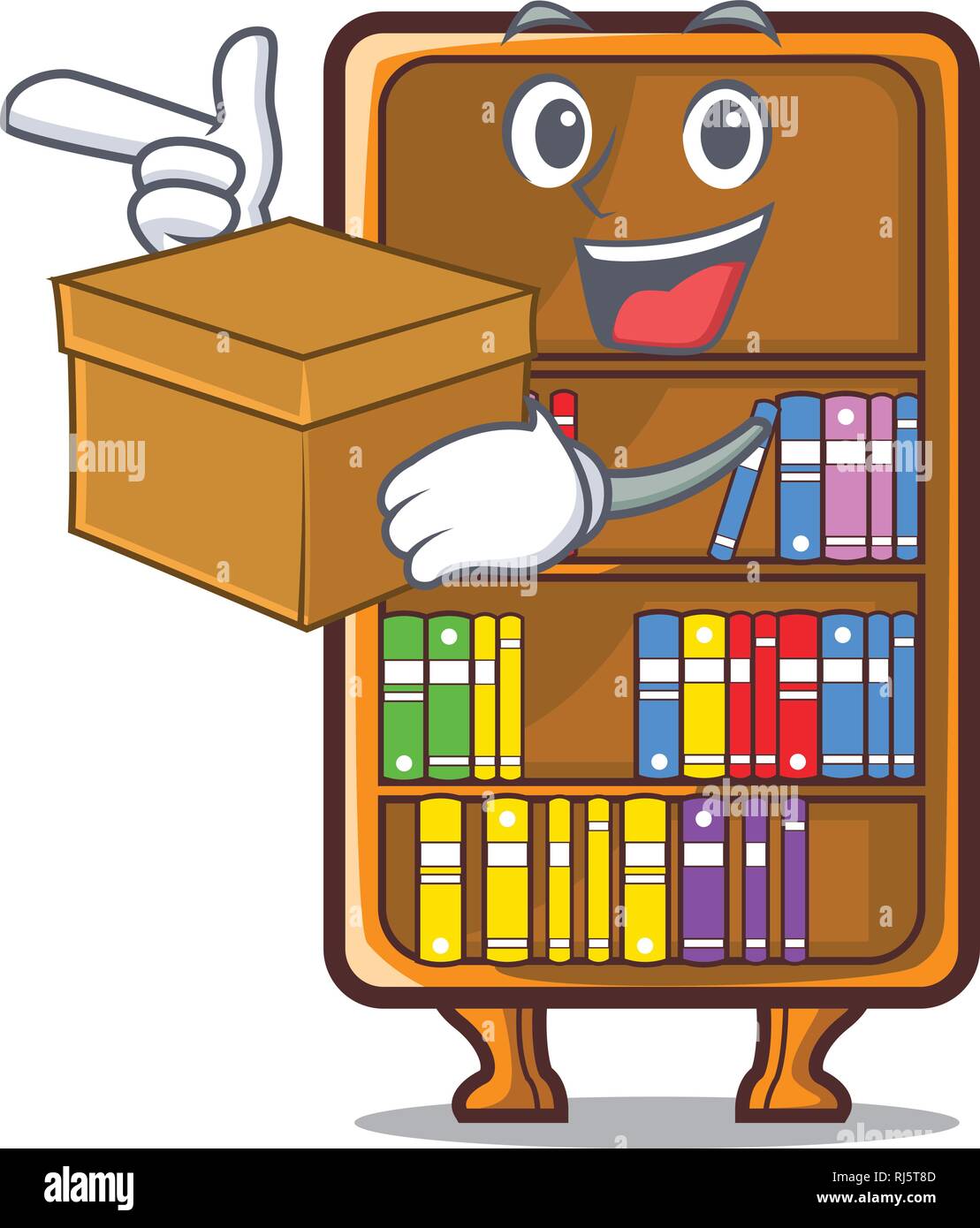 With box cartoon bookcase in the shape wood Stock Vector Image & Art ...
