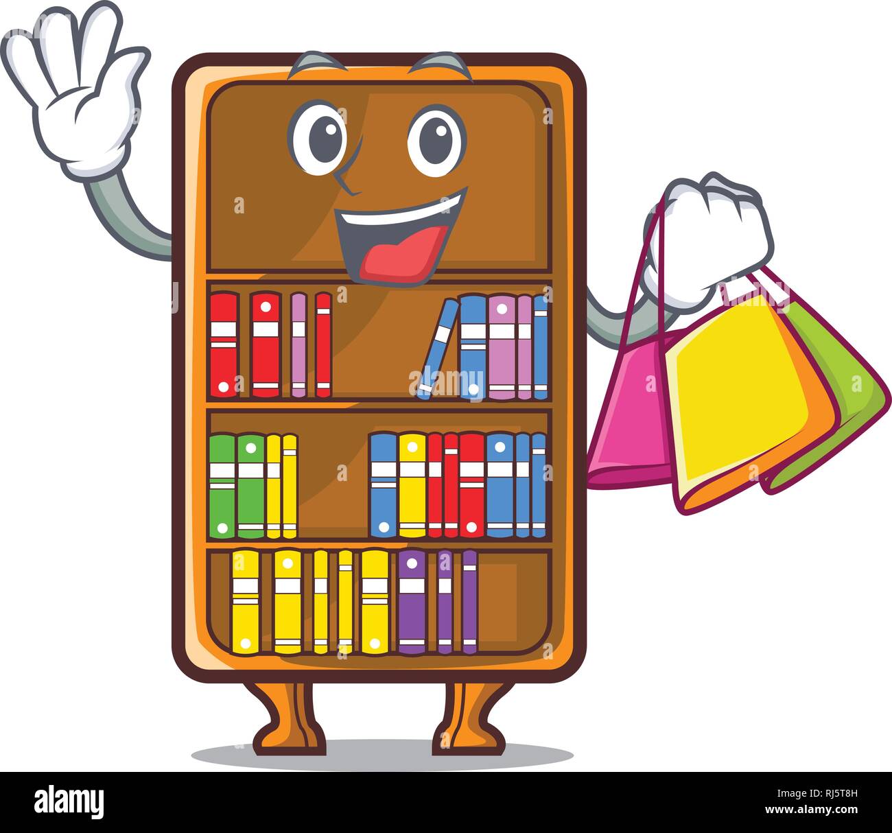Shopping cartoon bookcase in the shape wood Stock Vector Image & Art ...