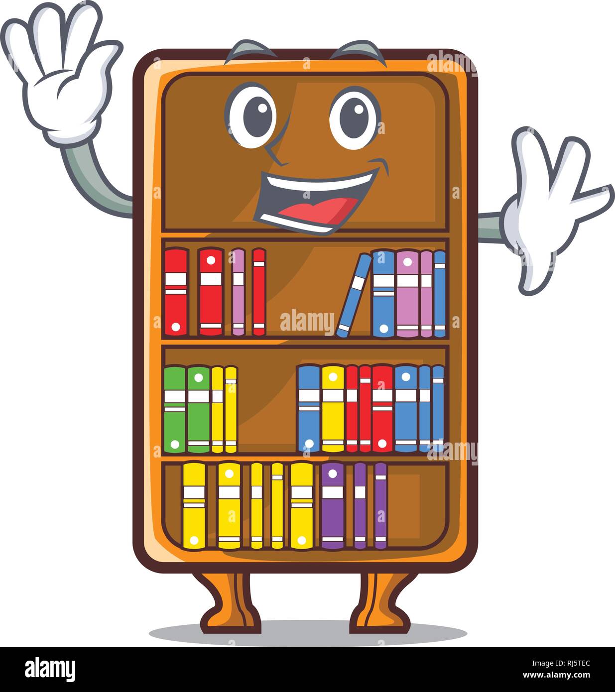 Waving cartoon bookcase in the shape wood Stock Vector Image & Art - Alamy