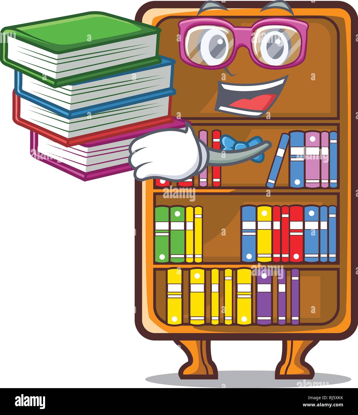 Student with book cartoon bookcase in the study room Stock Vector Image ...