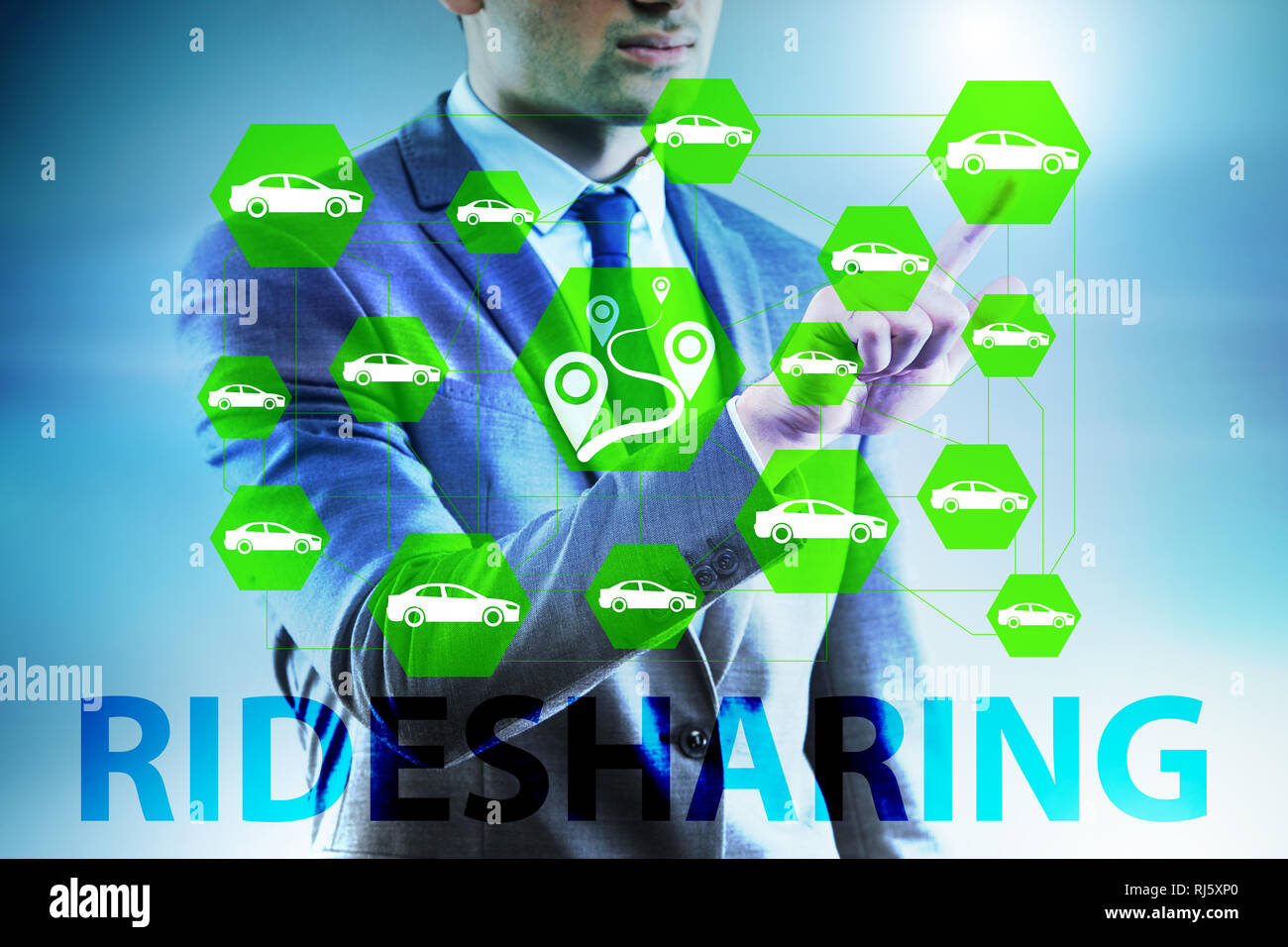 Businessman in carpooling and carsharing concept Stock Photo - Alamy