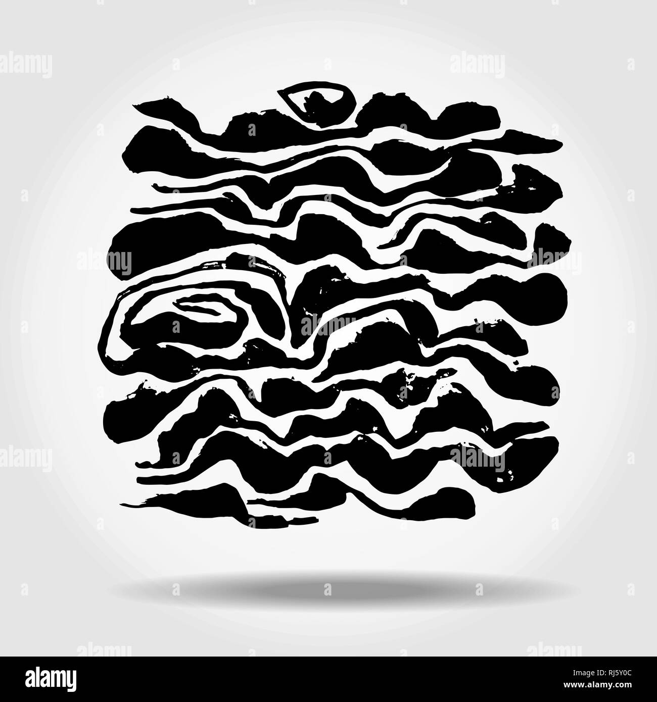 Brush painted wave pattern. Black and white stripes grunge background ...