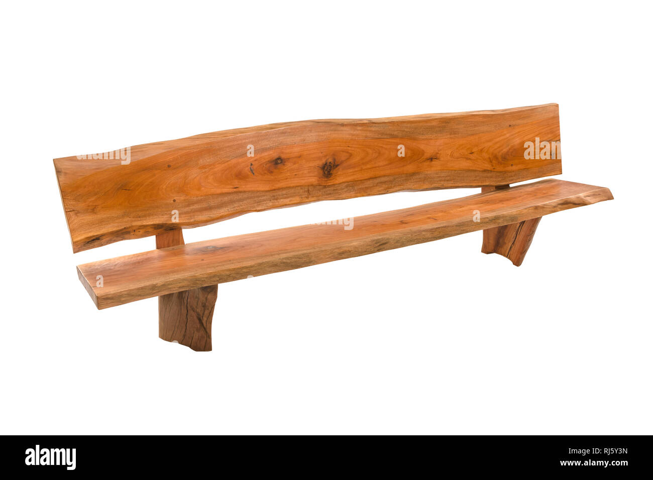 Bench. Wooden. of rough planks and logs. rustic bench of ecological ...