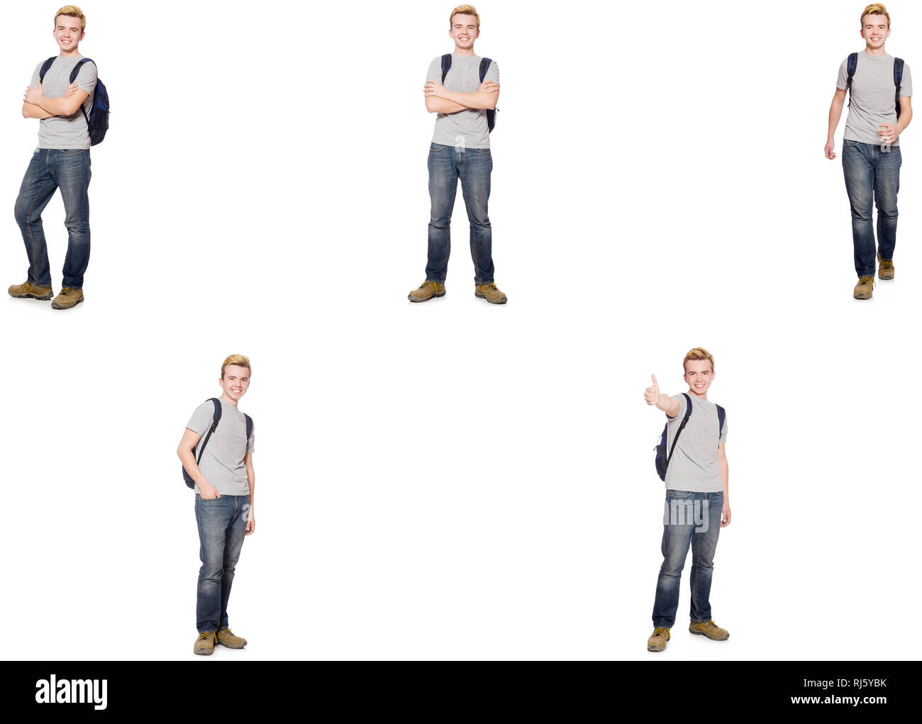 Young student isolated on white background Stock Photo - Alamy