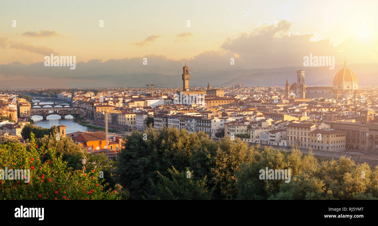 Florence cityscape. Skyline of Florence, Italy with Florence Duomo ...