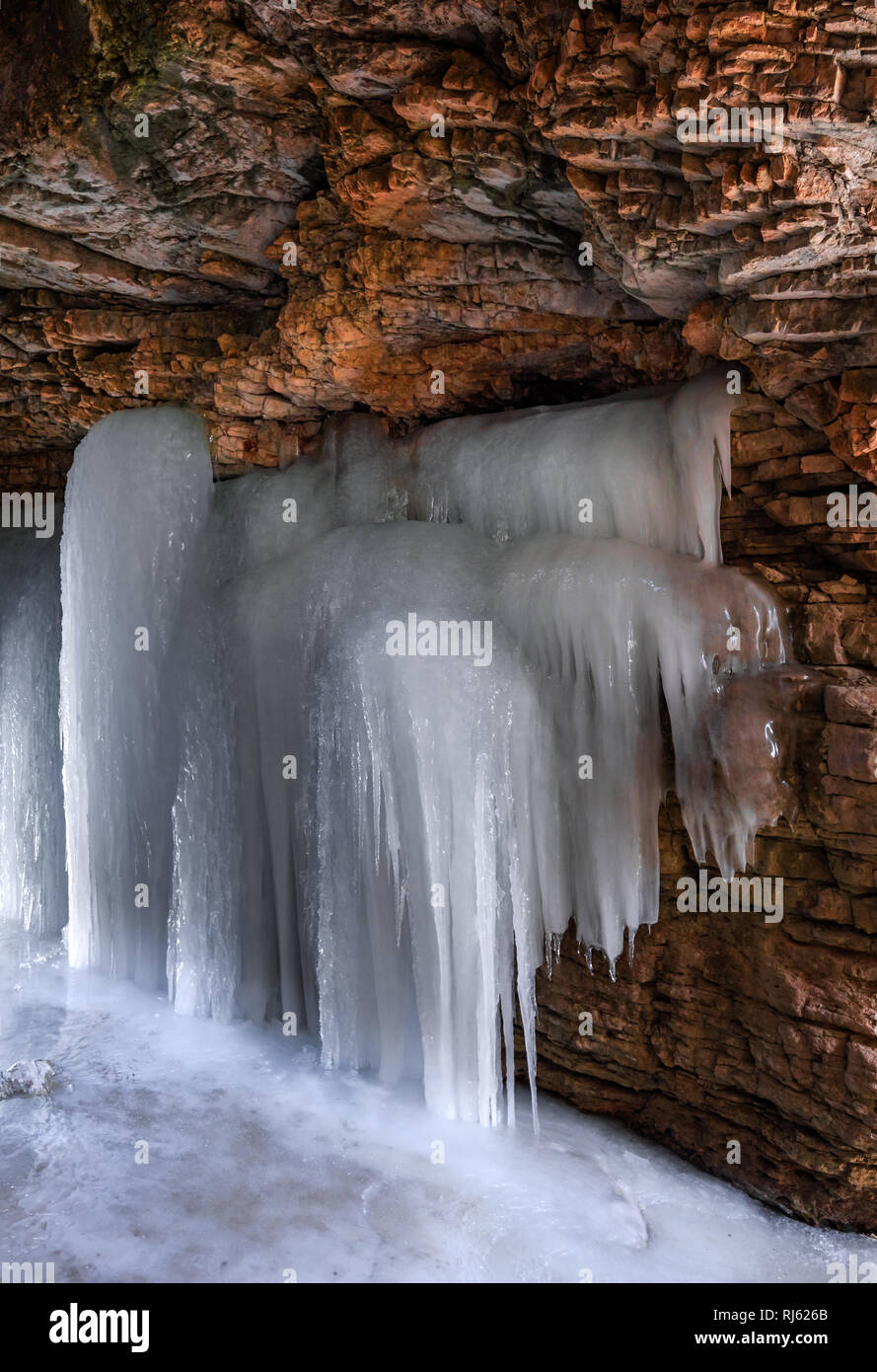 Snowy mountain with a waterfall hi-res stock photography and images - Alamy