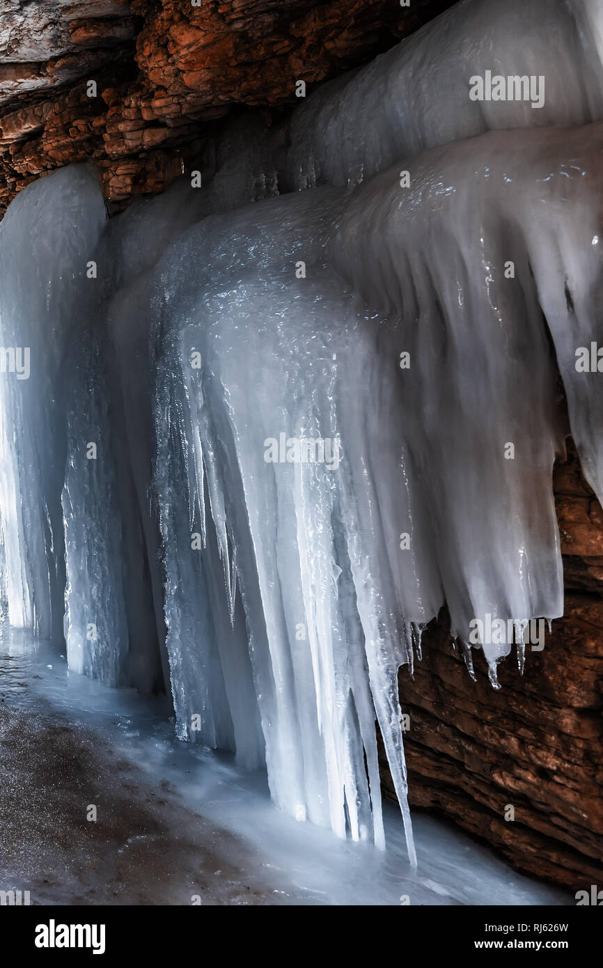 Frozen waterfall in a mountain gorge Stock Photo - Alamy