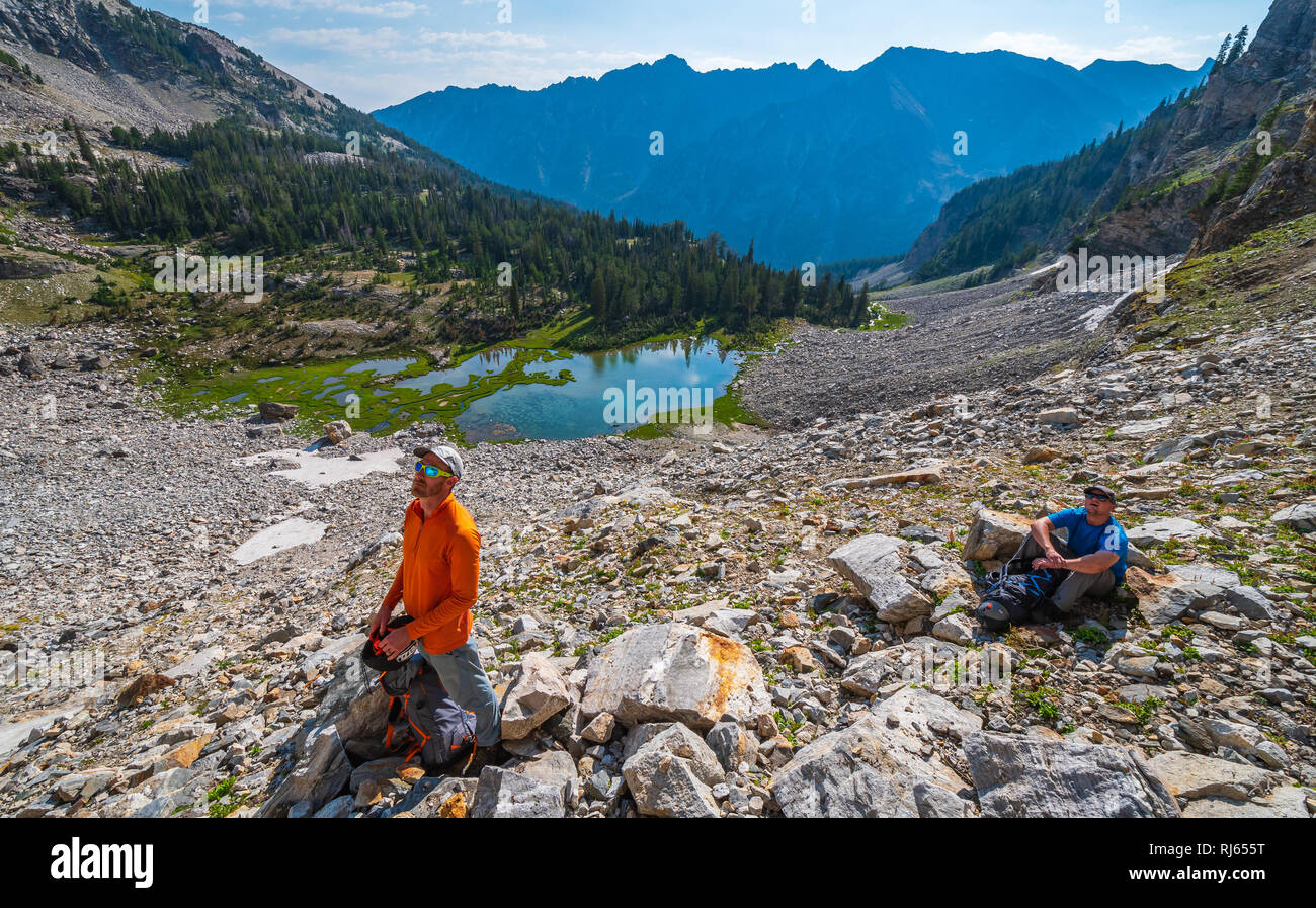 Brandon Prince and Matt Ottaway scouting the route on Sky Pilot in the ...