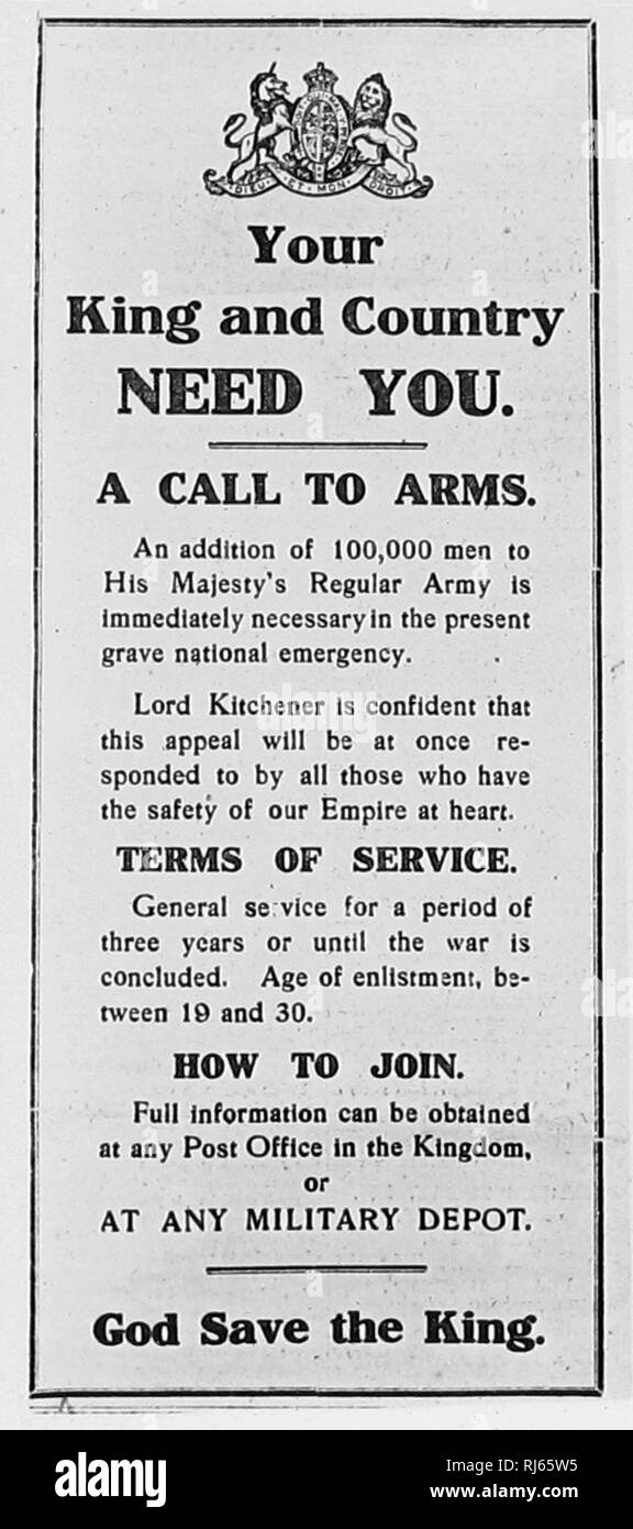 First world war ww1 recruitment recruiting poster Black and White Stock ...