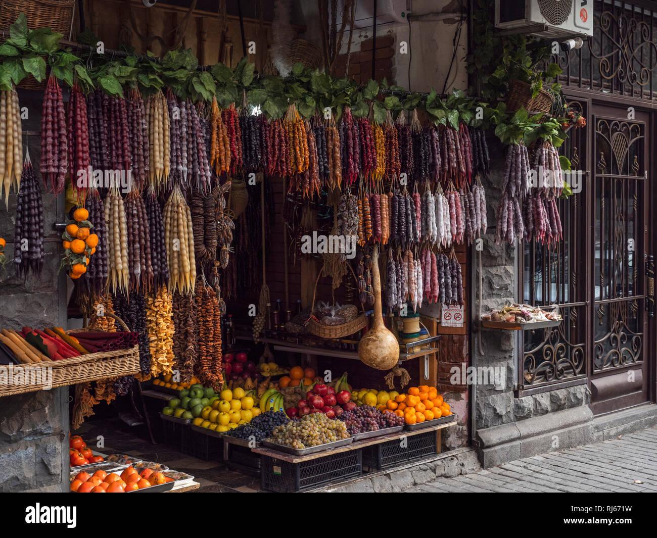 Shop with traditional food on Tbilisi street Stock Photo - Alamy