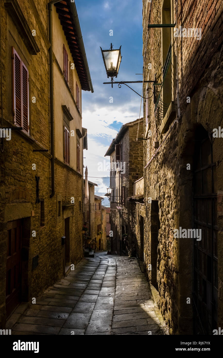 View on a small street and houses of the medieval town Stock Photo - Alamy