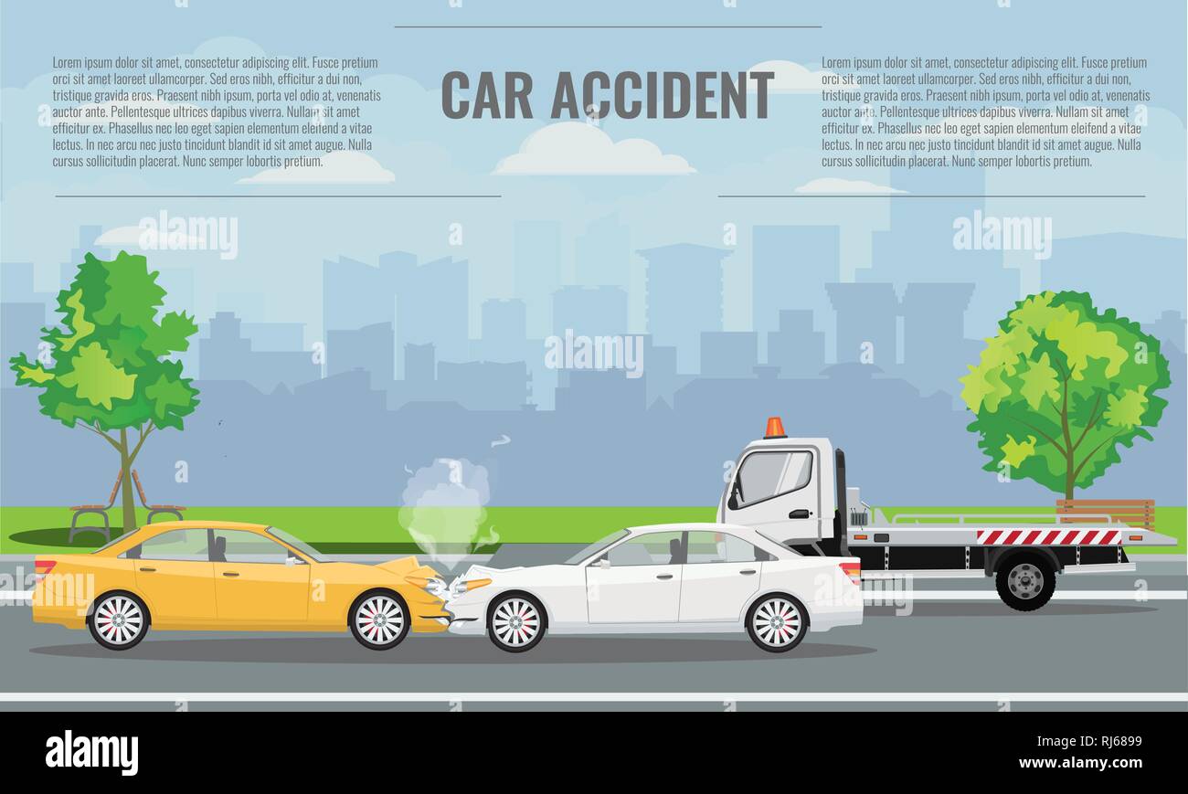 Car crash or accident concept illustration. Vector illustration for ...