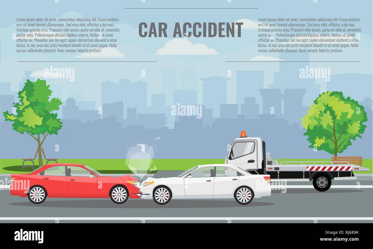 Car crash or accident concept illustration. Vector illustration for ...
