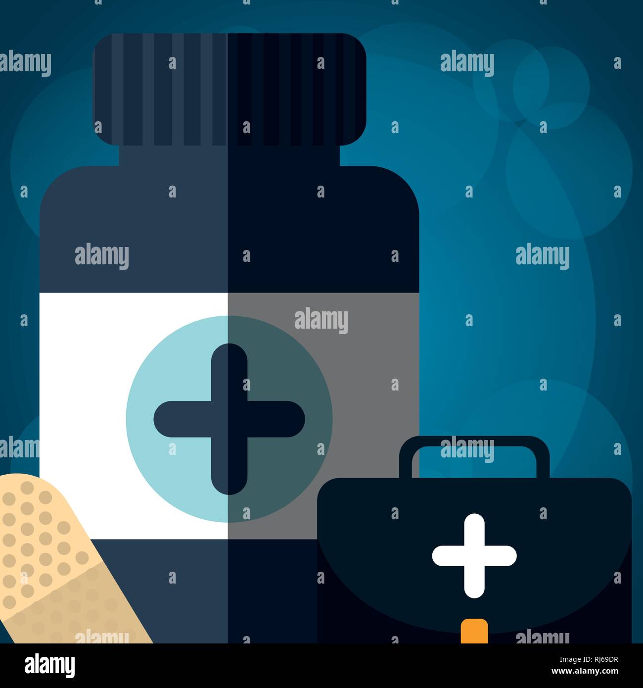 medical kit with bottle drugs vector illustration design Stock Vector ...