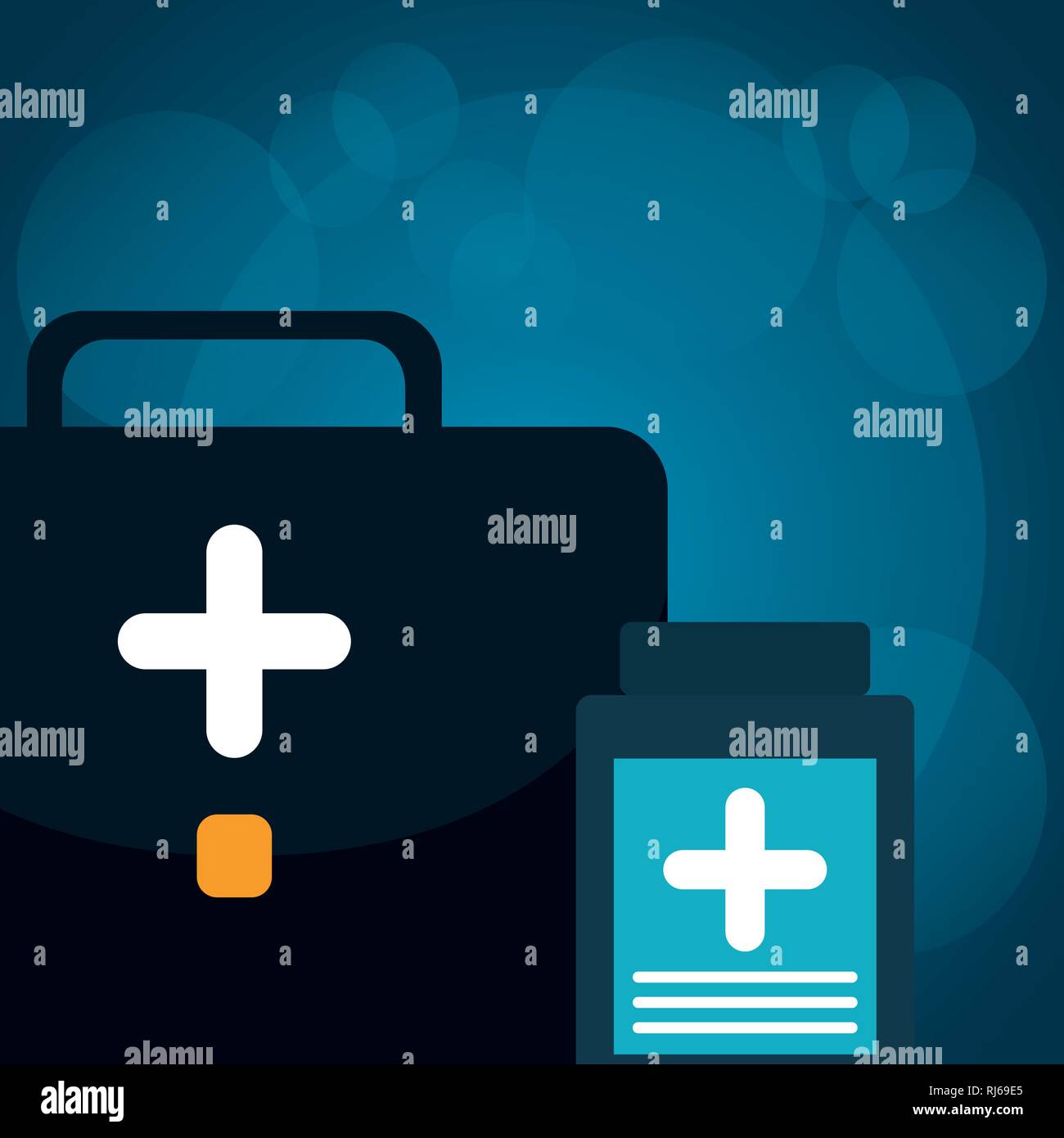 medical kit with bottle drugs vector illustration design Stock Vector ...