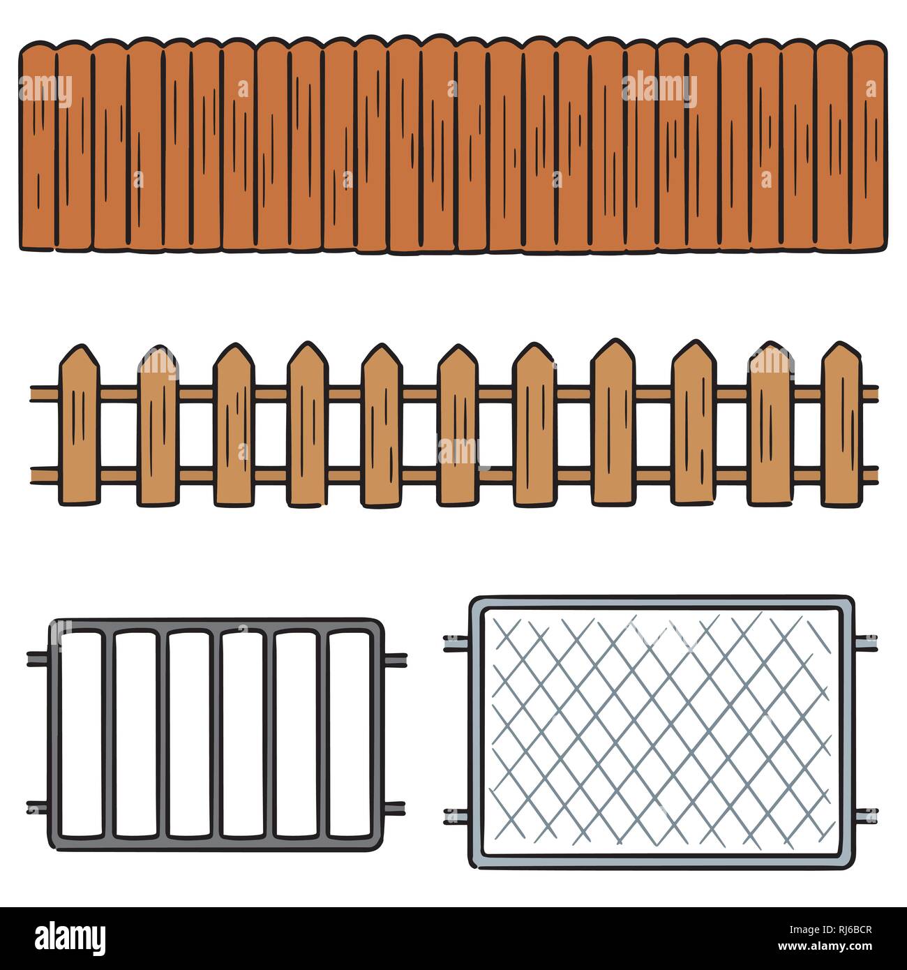 vector set of fence Stock Vector Image & Art - Alamy