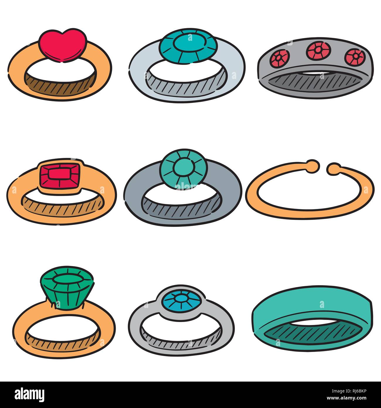 vector set of wedding ring Stock Vector Image & Art - Alamy