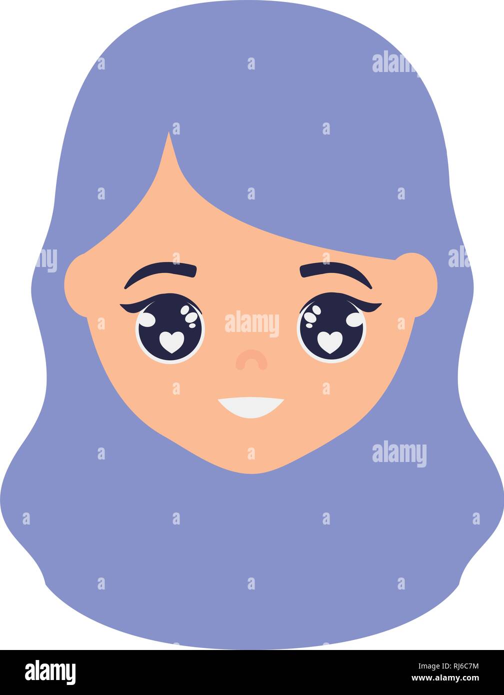 cute and little girl head vector illustration design Stock Vector Image ...