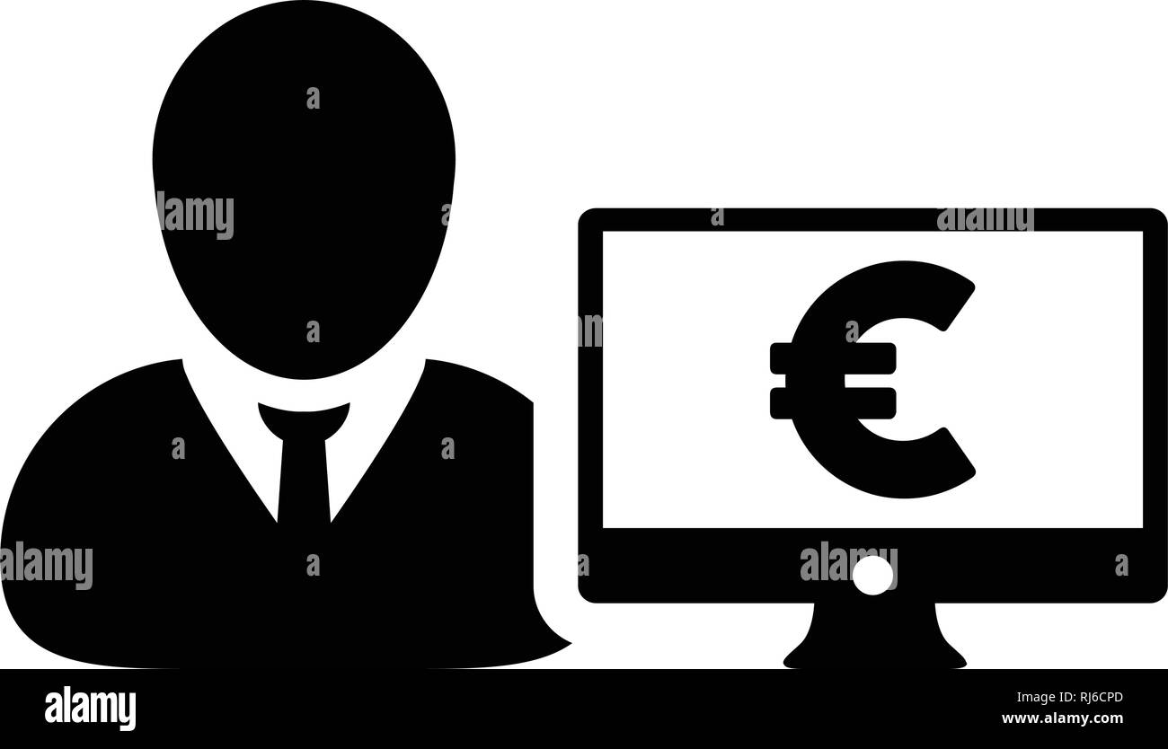 Income icon vector male user person profile avatar with computer ...