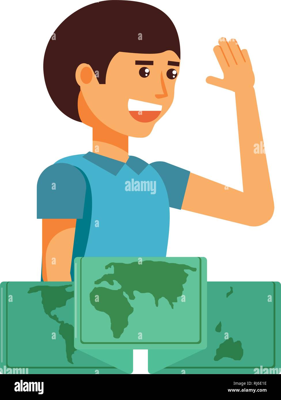 tourist man with paper map avatar character vector illustration design ...