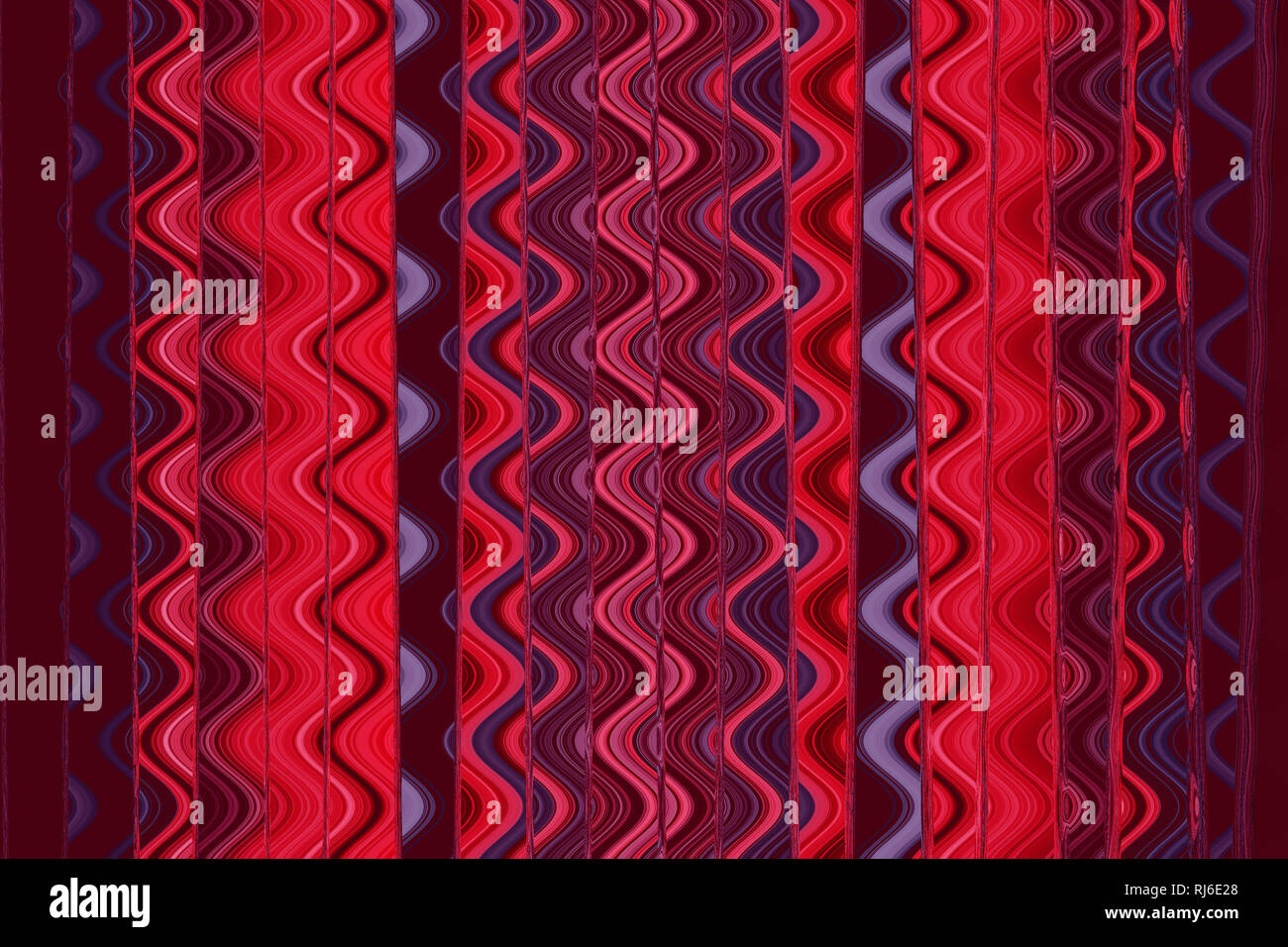 Red colored vertical lines with different waves pattern, abstract ...
