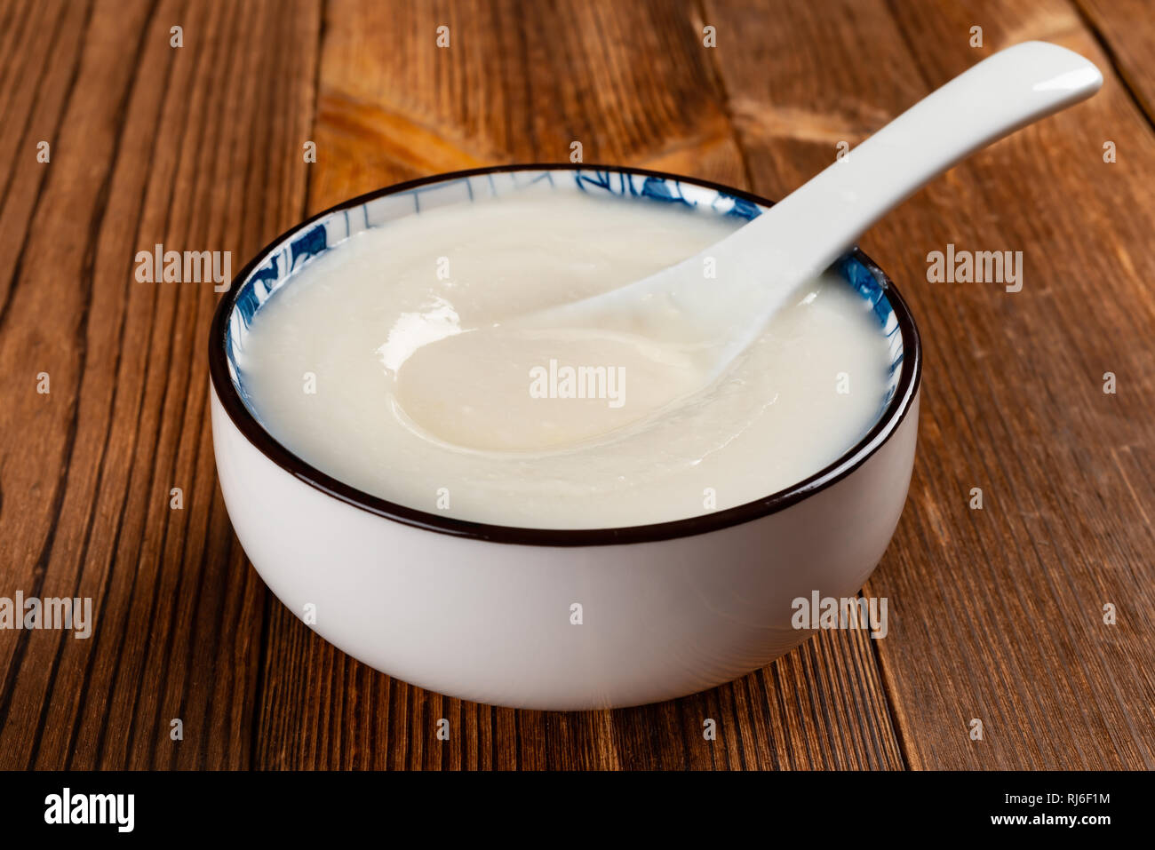side view bowl of almond paste Stock Photo - Alamy