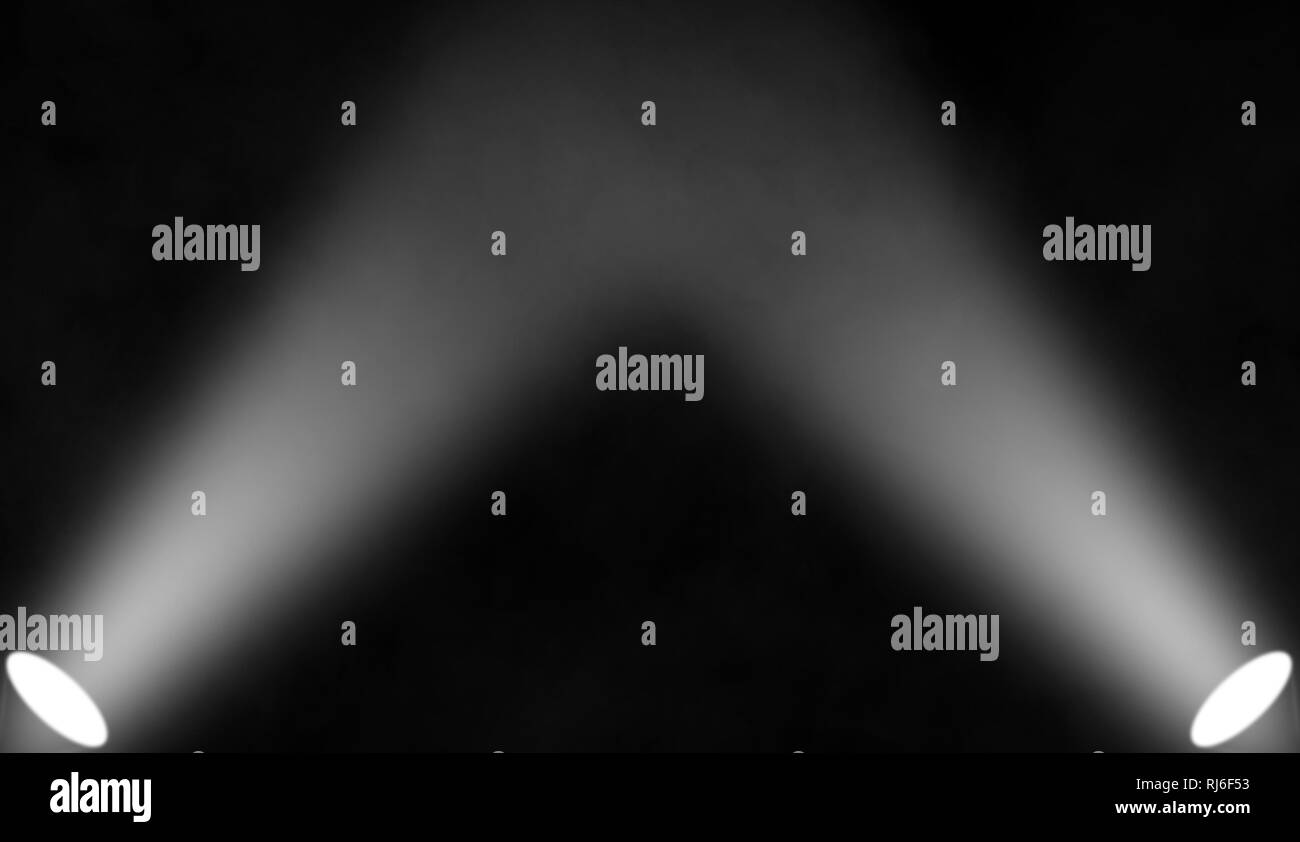 White projector on the floor . Stage on isolated black background Stock ...