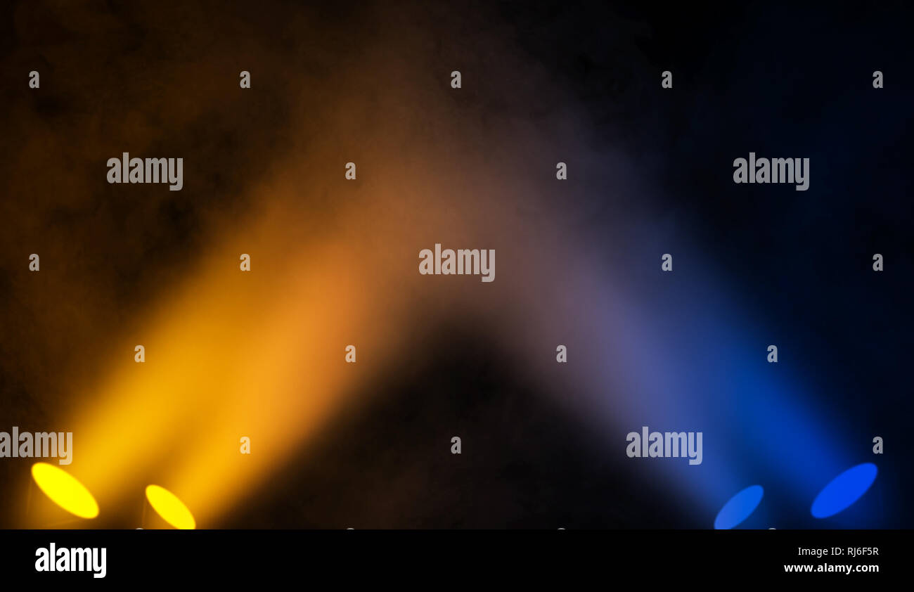 Colorful projector spotlight on the floor . Beautfiul duotone ...