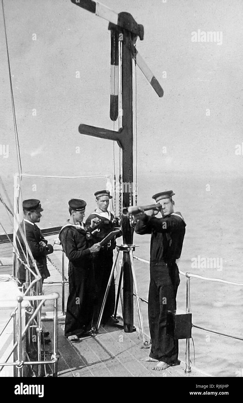 Royal Navy semaphore signalling HMS Camperdown Stock Photo - Alamy
