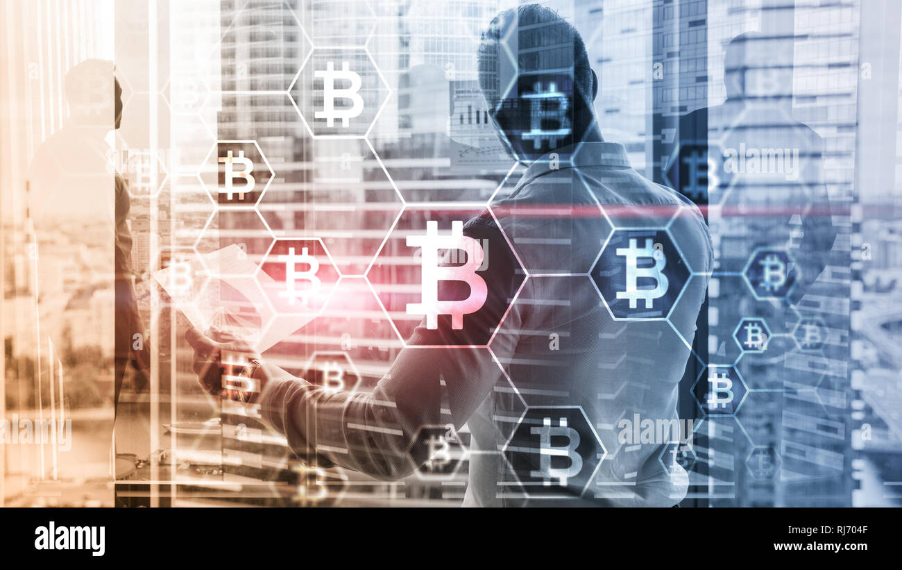 Bitcoin, Blockchain concept on server room background Stock Photo - Alamy