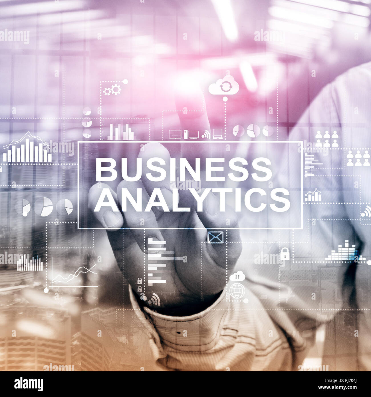 Business analytics concept on double exposure background Stock Photo ...