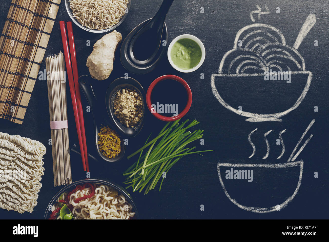 Variety Different Many Ingredients for Cooking Tasty Oriental Asian ...