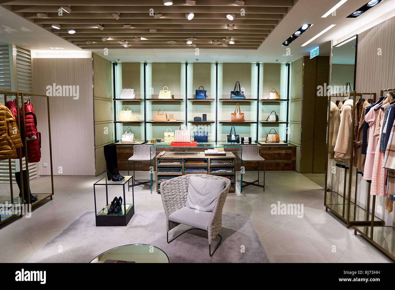HONG KONG - JANUARY 26, 2016: inside of Max Mara store at Elements ...