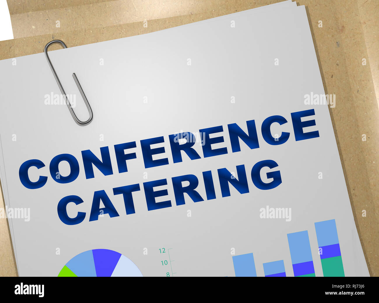 3D illustration of CONFERENCE CATERING title on business document Stock ...