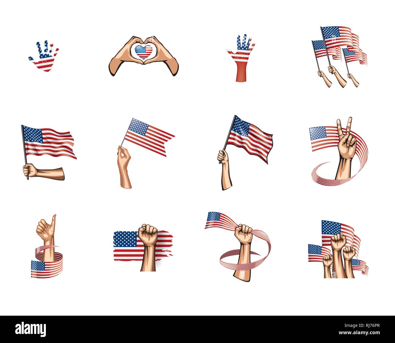USA flag and hand on white background. Vector illustration Stock Vector ...