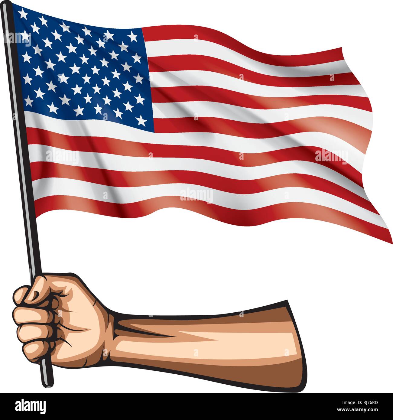 USA flag and hand on white background. Vector illustration Stock Vector ...