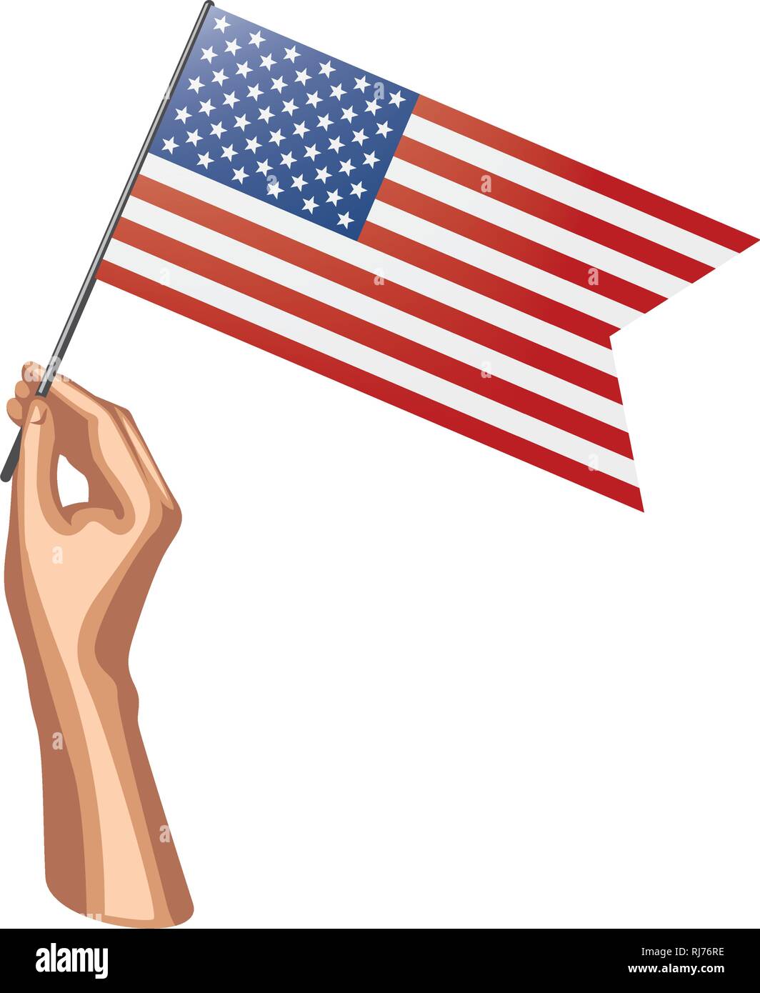 USA flag and hand on white background. Vector illustration Stock Vector ...