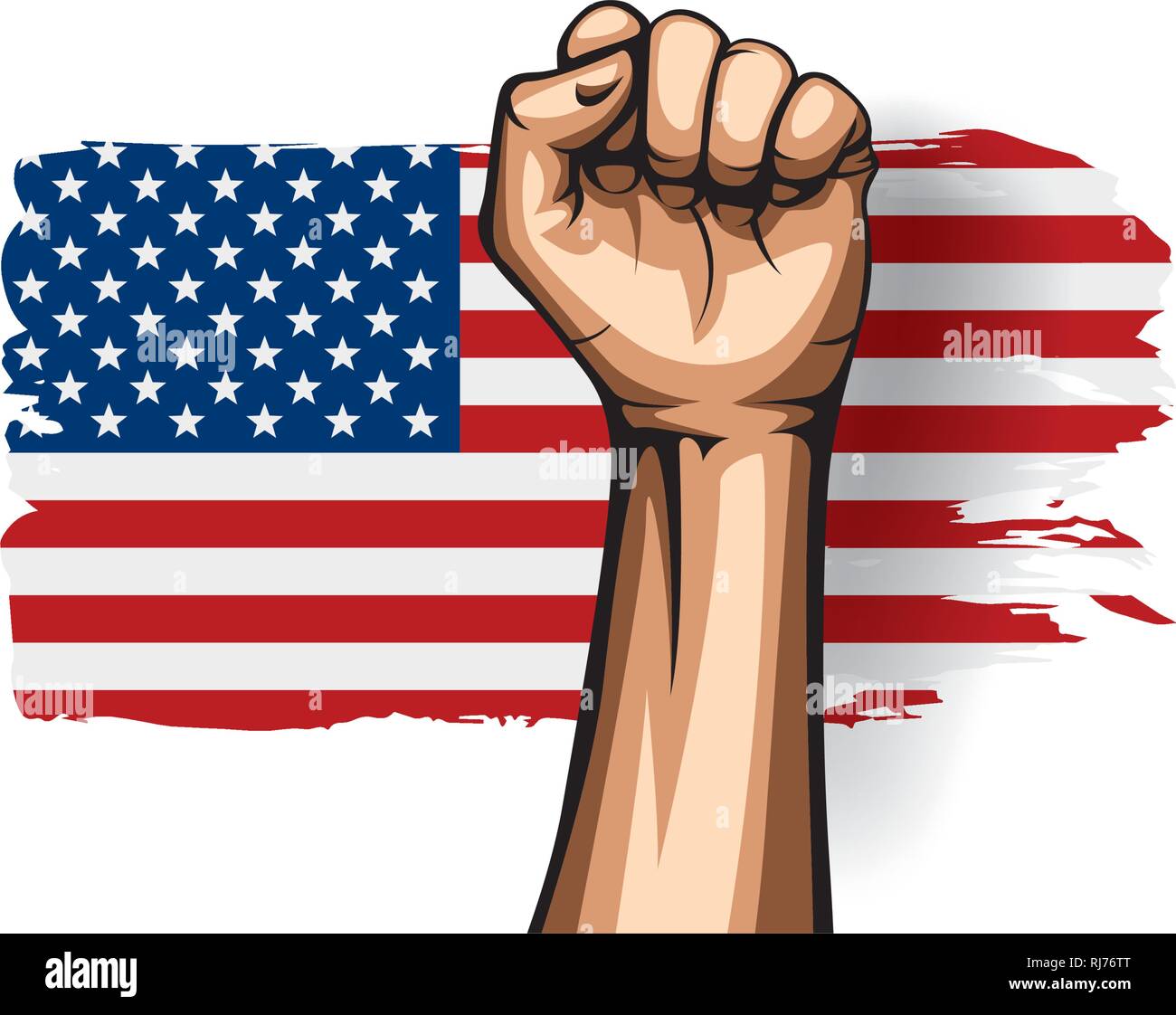 USA flag and hand on white background. Vector illustration Stock Vector ...